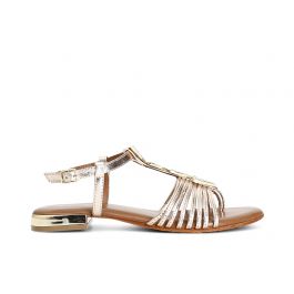 Mignon leather sandals with triangle rhinestone accessory